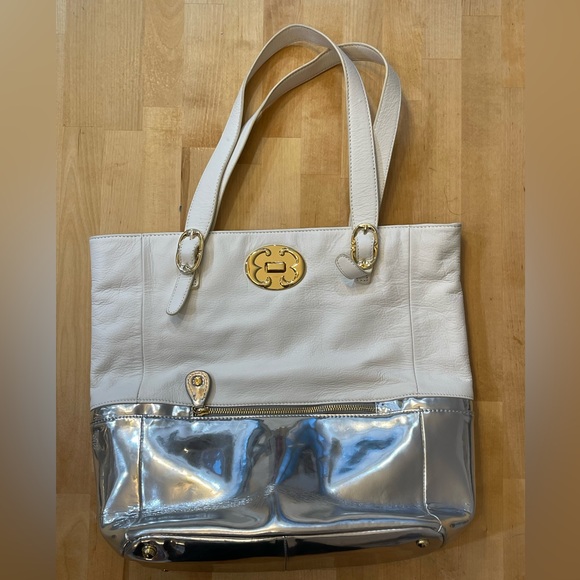 Emma Fox | Bags | Emma Fox White And Silver Large Tote Bag | Poshmark